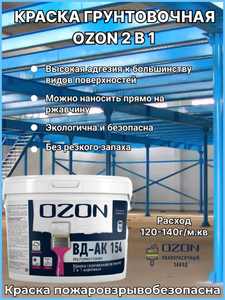 Грунт краска для металла для наружных и внутренних работ Ozon 2 в 1