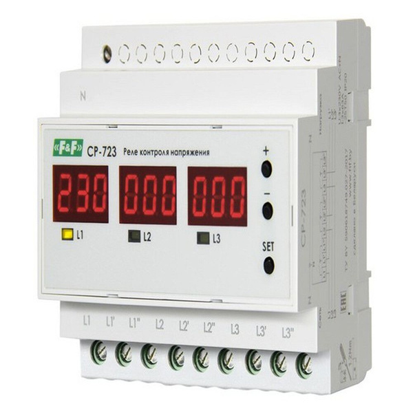 Реле напряжения модульное F&F CP-723 (EA04.009.015) 3х230 В 63 А тип AC 9P+N - купить по ...