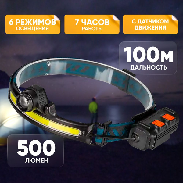 Фонарь налобный аккумуляторный мощный YYC GY 22 с зарядкой от USB / Туристический аксессуар ...