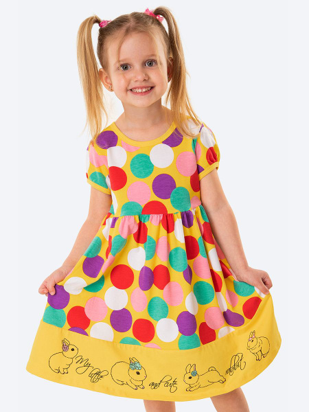 Платье Девочки Bonito kids желтый, зеленый Домашний Короткий Кулирная ...