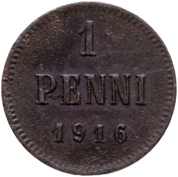 1 пенни 1916, монета для Финляндии, Медь, в сохранности F - купить в интернет-магазине OZON с ...