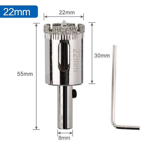 Коронка алмазная XCAN 22мм по стеклу и керамике с центрирующим сверлом ...