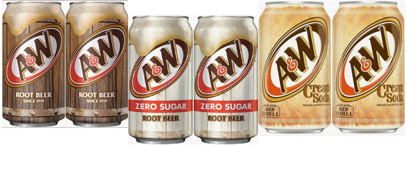 Набор газированных напитков A&W, Root Beer, Cream Soda и Cream Soda ...