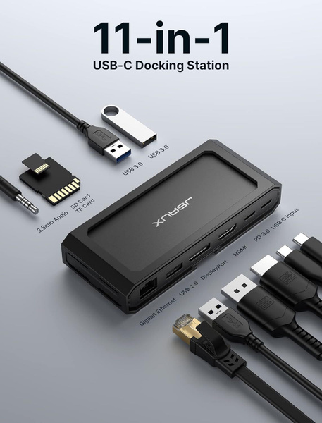 JSAUX Steam Deck OLED Док-станция для ноутбука USB-C, док-станция 11-в-1 с HDMI и DP 8K при 30 ...