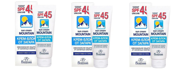 Floresan Крем-блок от загара, Специально для гор, spf 45, 60 мл, 3 уп ...