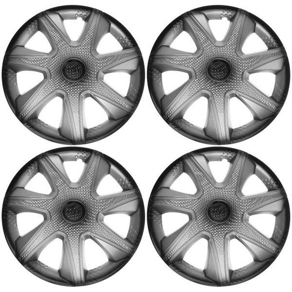 Колесные колпаки TORSO "Джой", серебристо-черный карбон, R16, 4 шт ...