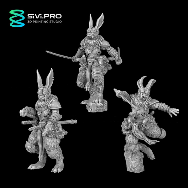 Вопросы и ответы о Боевые кролики в броне 3 шт., масштаб 32 мм (1:56), набор миниатюр для ...