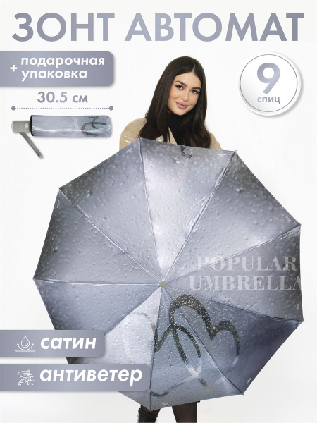 Зонт Popular Umbrella, Полный автомат, 3 сложения, голубой купить по ...