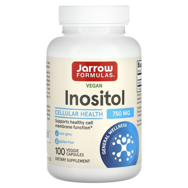 Jarrow Formulas, inositol, инозитол, 750 мг, 100 вегетарианских капсул ...