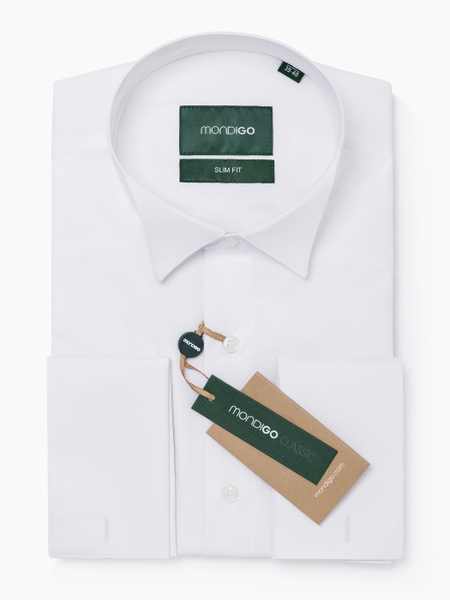 Рубашка Мужской Mondigo белый Длинный Хлопок, Полиэстер Воротник Однотонный, размер 48, 50 ...