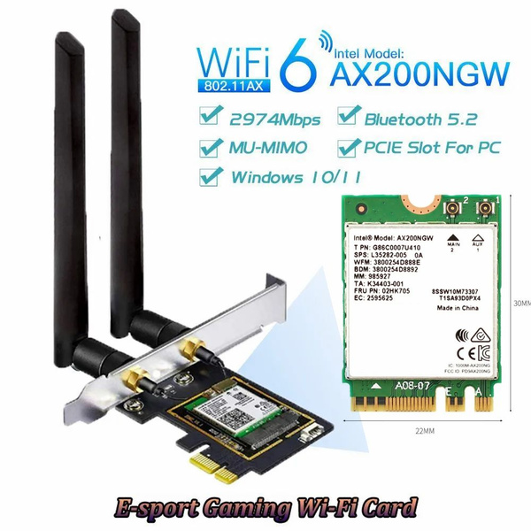 Intel Сетевая карта Intel Ax200 Pci E Wifi6 Адаптер 3000Мбит с