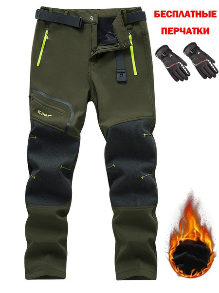 Брюки Мужской зеленый Softshell, Waterproof Спортивный, размер 54 Молния На любой сезон, рост ...