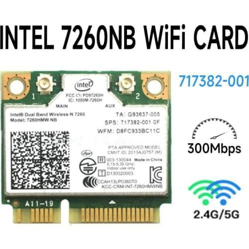 WIFI карта Intel 7260HMW, Mini PCI-E, двухдиапазонная 2.4G и 5G, до 300 Мбит/с, для HP - купить ...