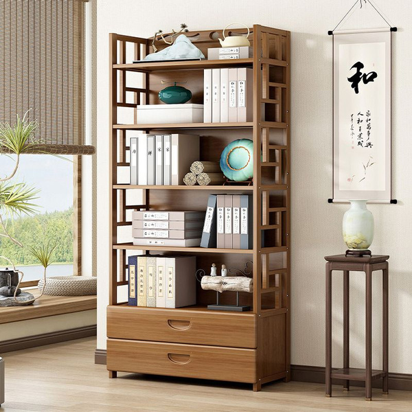 Шкаф книжный Книжный шкаф из бамбука и дерева, 70x29x170 см - купить по ...