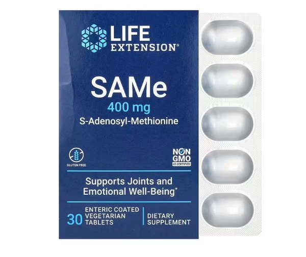 Life Extension SAMe S-Adenosyl-Methionine, 400 мг, 30 капсул - купить с ...