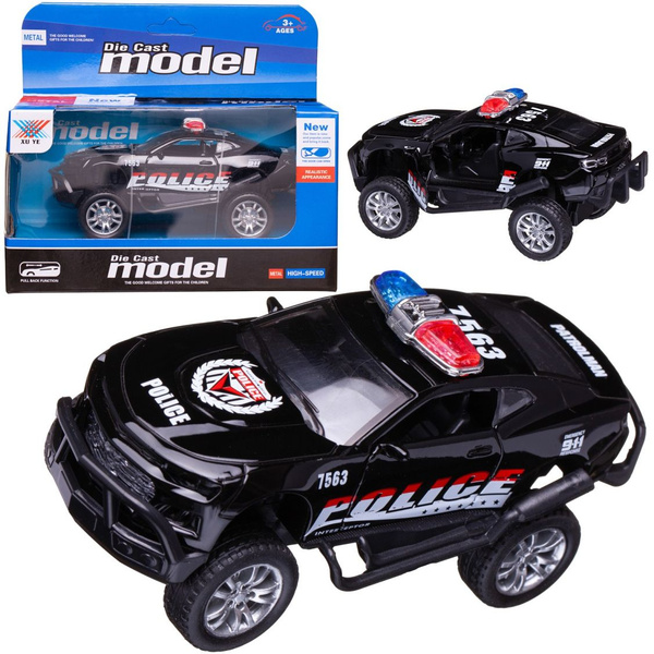 Машинка Junfa Полицейский джип 1:32 металлический с открывающимися дверцами инерционный черный ...