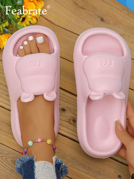 Шлепанцы Женский Feabrate, размер 39, 40 EVA Круглый нос, Толстая подошва Без каблука Без ...