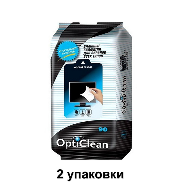 OptiClean Салфетки для экранов всех типов влажные, 90 шт, 2 уп - купить ...