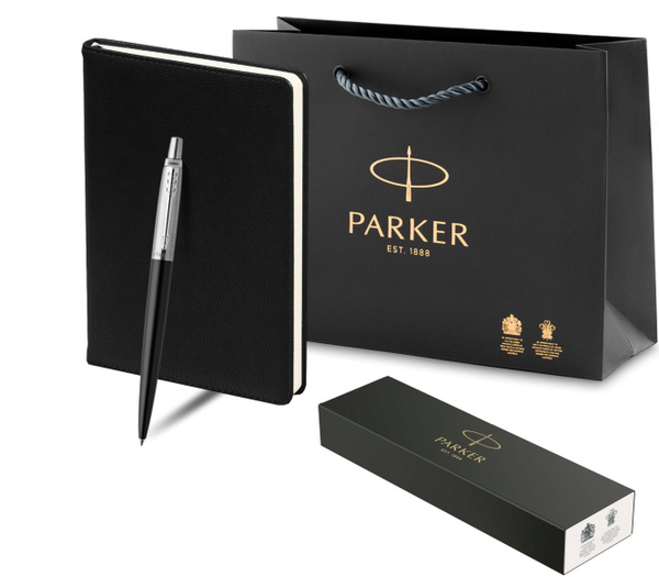Набор Parker шариковая ручка Parker Jotter Black ST, корпус из стали и ...