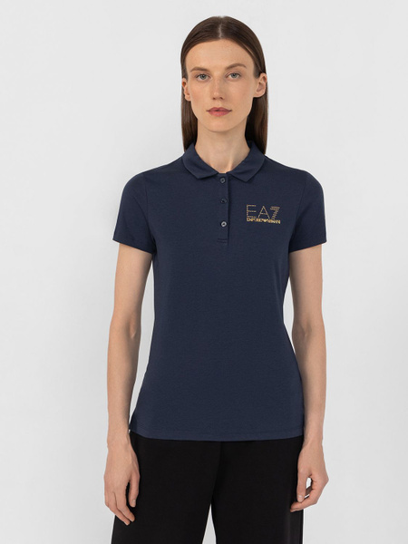 Поло EA7, размер 42, 44, цвет темно-синий, хлопок 48% модал 47% эластан 5% - купить по выгодной ...