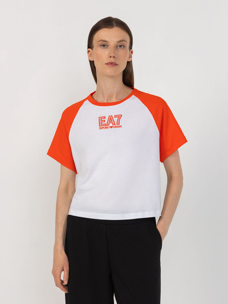 Футболка EA7, размер 44, 46, цвет оранжевый, красный, хлопок 100% - купить по выгодной цене в ...