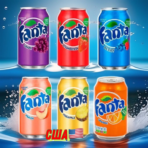 Набор Fanta (Фанта) со вкусом Ананас, Виноград, Персик, Клубника, Ягоды ...