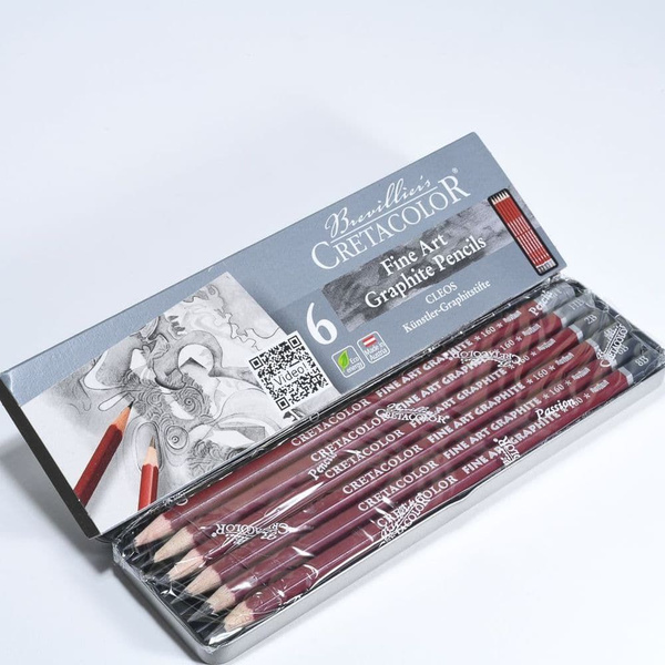 Набор графитных карандашей CRETACOLOR Cleos Fine Art 6 шт, мет.пенал ...