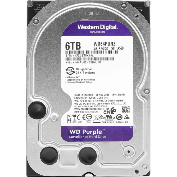 6 ТБ Внутренний жесткий диск Western Digital Purple Surveillance ...