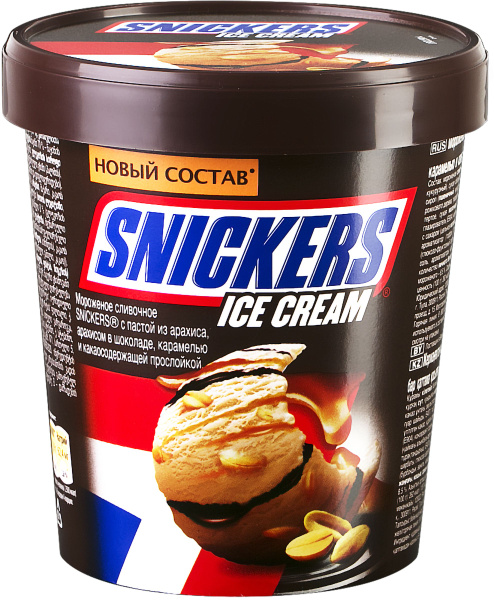 Мороженое SNICKERS с пастой из арахиса, карамелью без змж, 340г ...