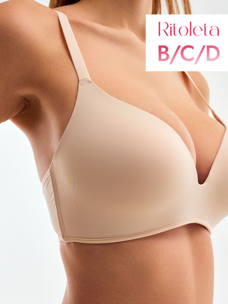 Бюстгальтер Женский Ritoleta без косточек, размер 85B бежевый Полиэстер, Эластан Повседневный ...