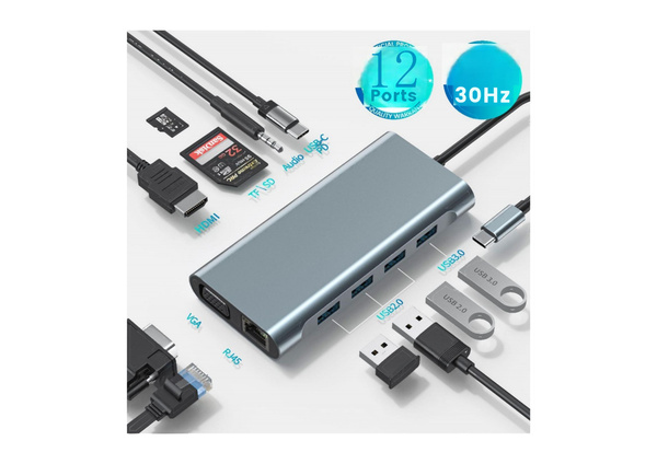 USB HUB,MAGELEI,USB HUB12-в-1,Множество интерфейсов HDMI, VGA, USB и ...