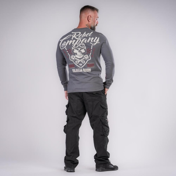 Лонгслив Мужской Thor Steinar темно-серый Длинный, размер 56 Хлопок Вышивка полуприталенный ...