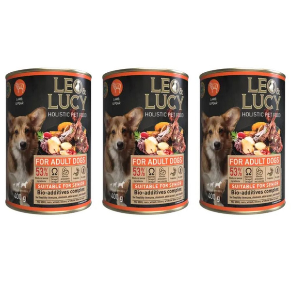 Leo&Lucy Корм Влажный для взрослых собак всех пород Холистик паштет с ...