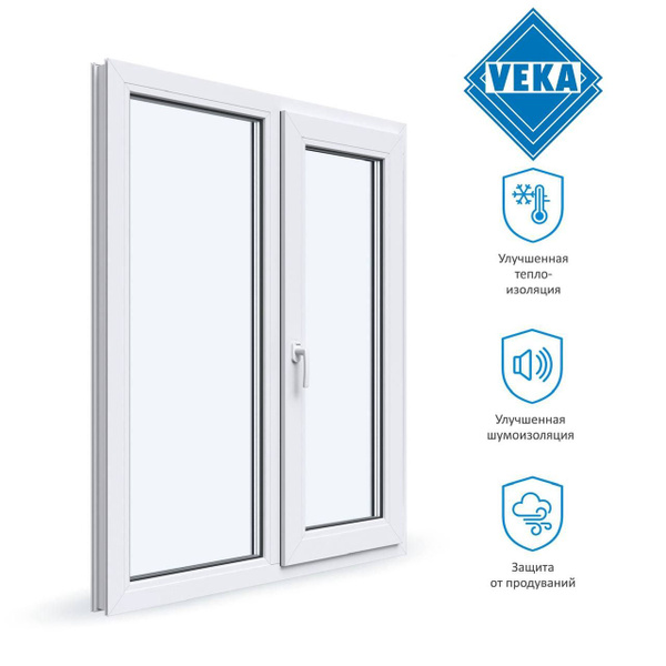 Двухстворчатое окно VEKA WHS 60 (1500ш х 1500в) двухкамерное купить на ...