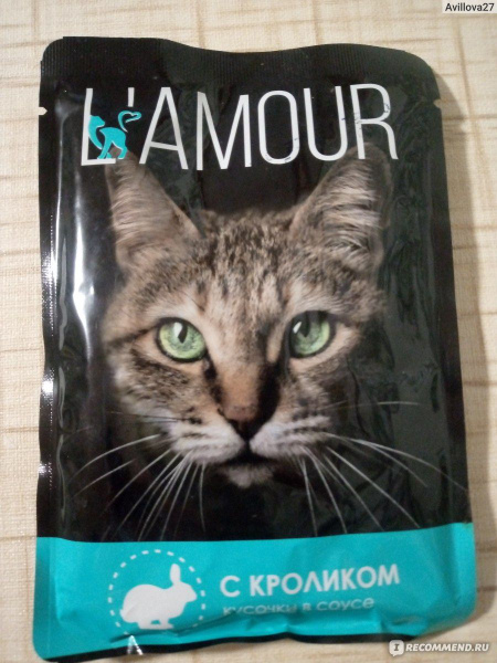 Корм для кошек старше 1 года влажный L'AMOUR с кроликом в соусе 16 ...