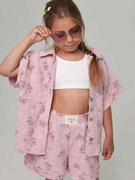 Комплект одежды Девочки Little Lis Пляжный с шортами розовый, размер ...