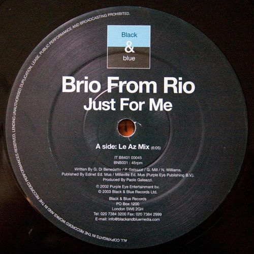 Brio From Rio - Just For Me. Винтажная виниловая пластинка. Lp. Винил ...