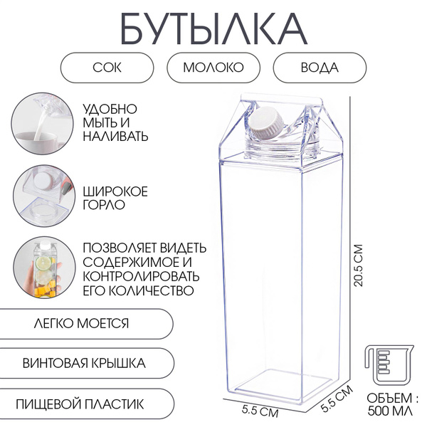 Бутылка для напитков, 500 мл, "Пакетик", 20.5 х 5.5 см - купить с ...