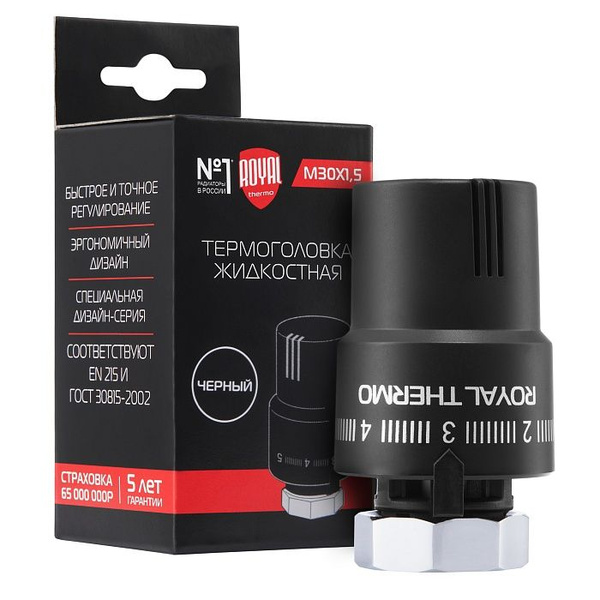 Royal Thermo термоголовка жидкостная М30х1,5 (черный) - купить с доставкой по выгодным ценам в ...