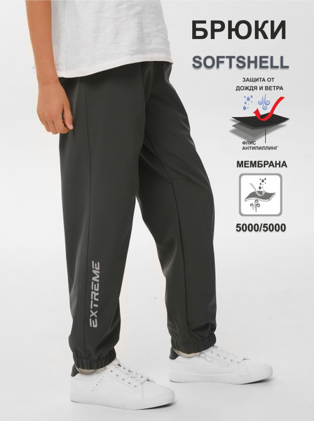 Брюки утепленные Мальчики MamiDreams прямые графит Softshell Повседневный, размер 146 ...