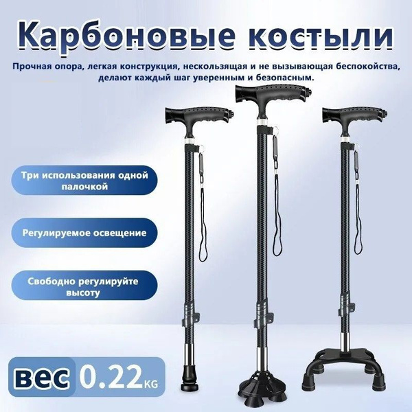 трость для пожилых опорная GHD03,черное Углеродный материал - купить с ...