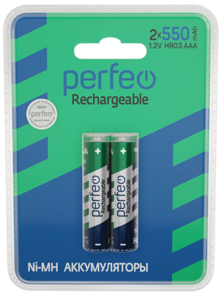 Perfeo Аккумуляторная батарейка AAA, 550 мАч, 2 шт - купить с доставкой по выгодным ценам в ...