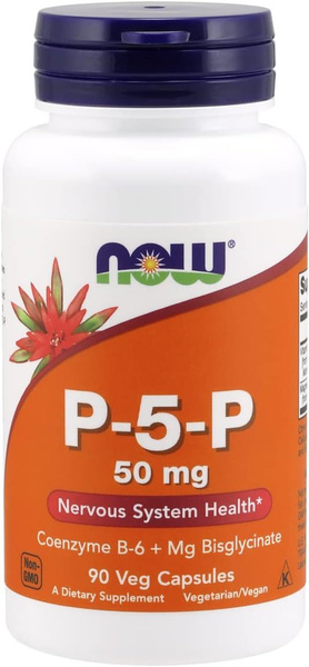 NOW P-5-P, 50 мг, 90 капсул, активная форма витамина B6, поддержка ...