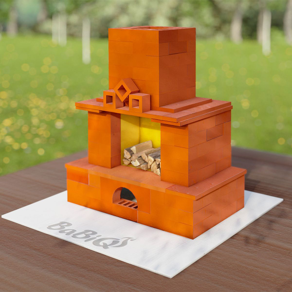 Конструктор из настоящих керамических мини кирпичиков с цементом "Камин ...