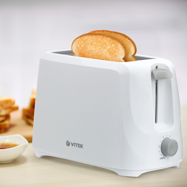 Тостер Vitek VT-9001, мощность 700 вт, 6 степеней обжаривания, функция отмены, цвет - белый ...