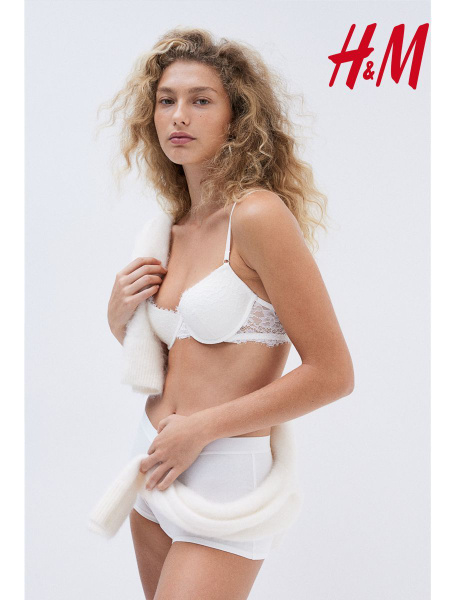 Бюстгальтер Женский H&M пуш-ап, размер 85C белый Полиамид Повседневный Бангладеш купить c ...