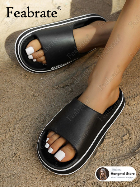 Шлепанцы Женский Feabrate, размер 39 EVA Круглый нос, Толстая подошва Без каблука Без застёжки ...