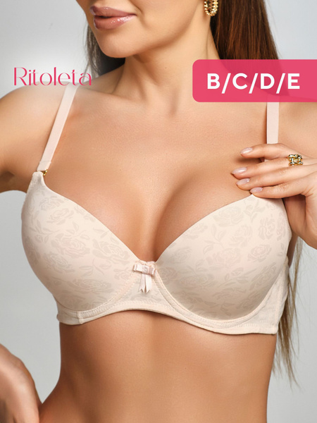 Бюстгальтер Женский Ritoleta классическая чашка, размер 85E бежевый Полиамид, Полиуретан ...