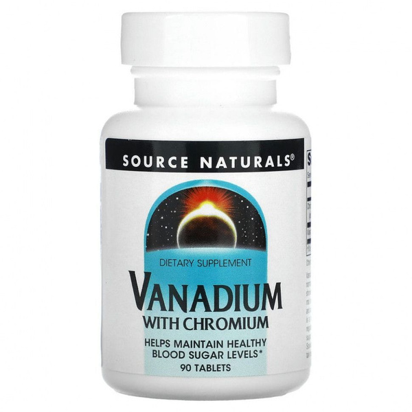 Source Naturals, Vanadium with chromium, ванадий + хром, 90 таблеток ...