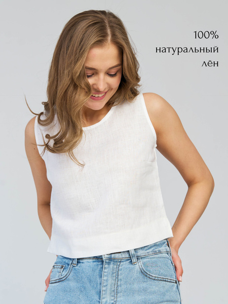 Топ Женский TRANGO белый, размер 54 Повседневный Россия свободный Без застежки Однотонный купить ...